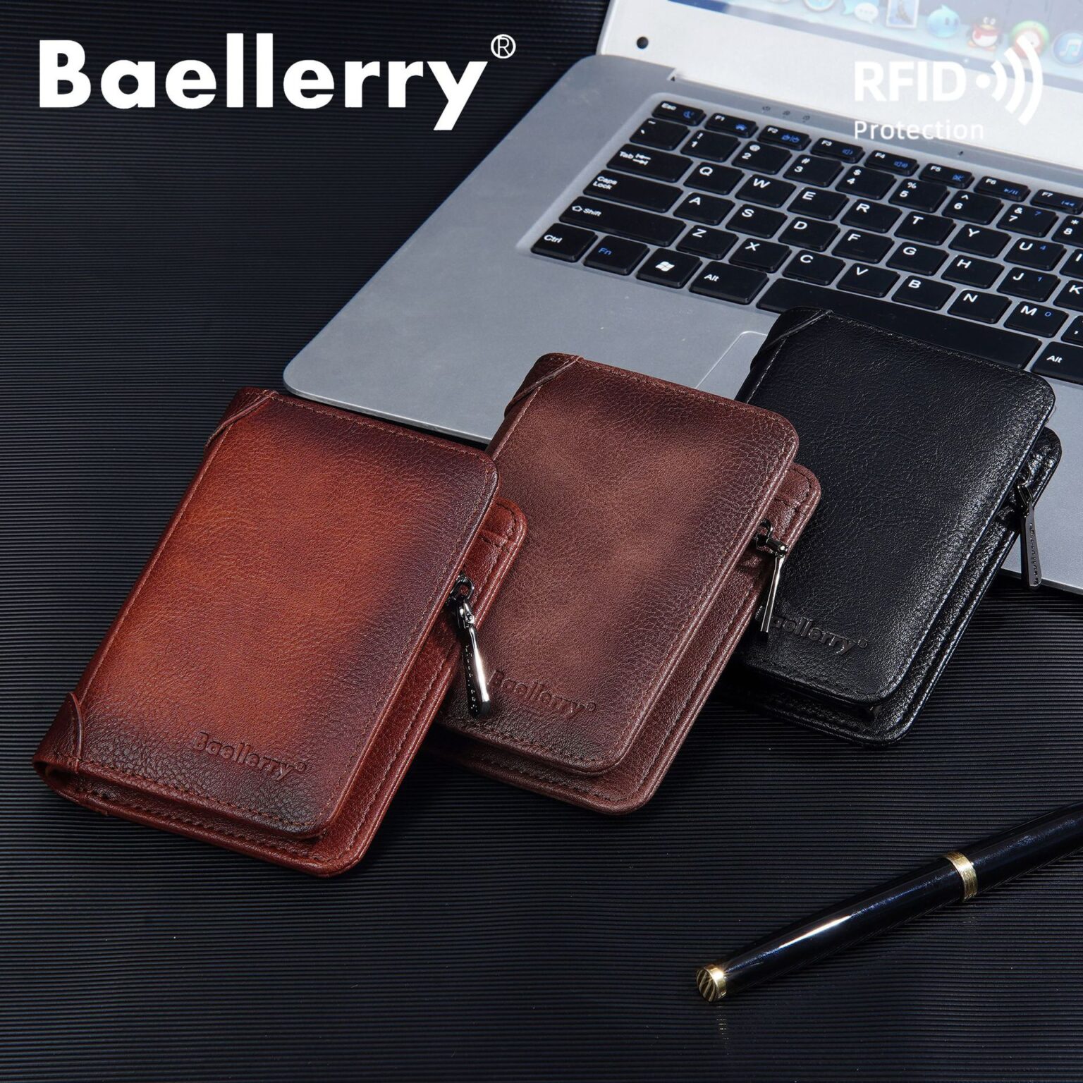 Baellerry RFID Protected Wallet With Zipper Pocket
